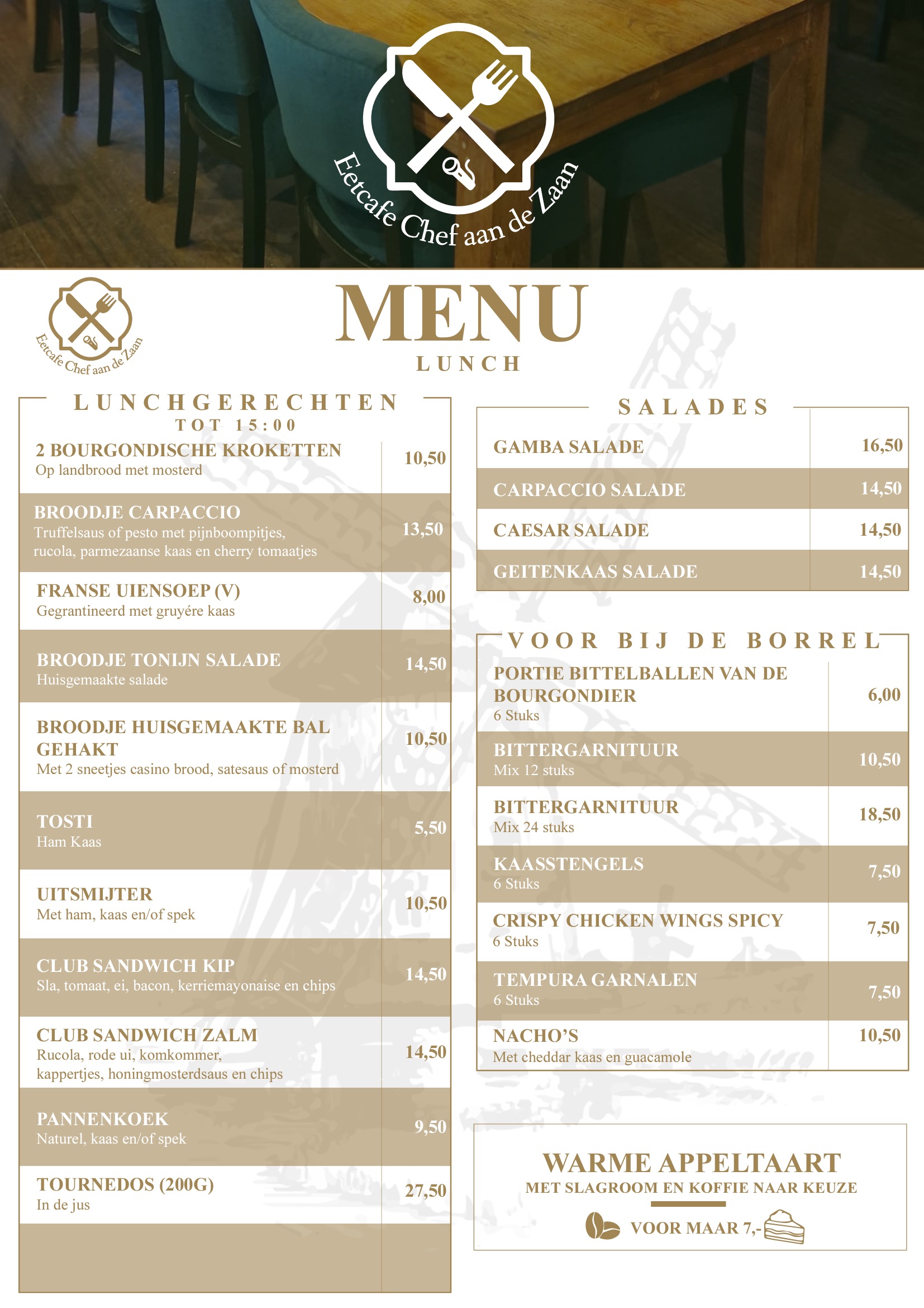 Menu - Chef aan de zaan